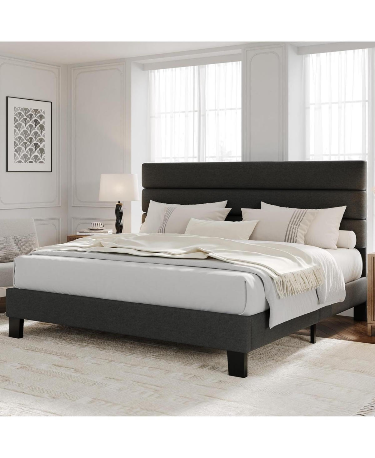 Click here for gaomon Size Platform Bed Frame with Adjustable Lin... prices