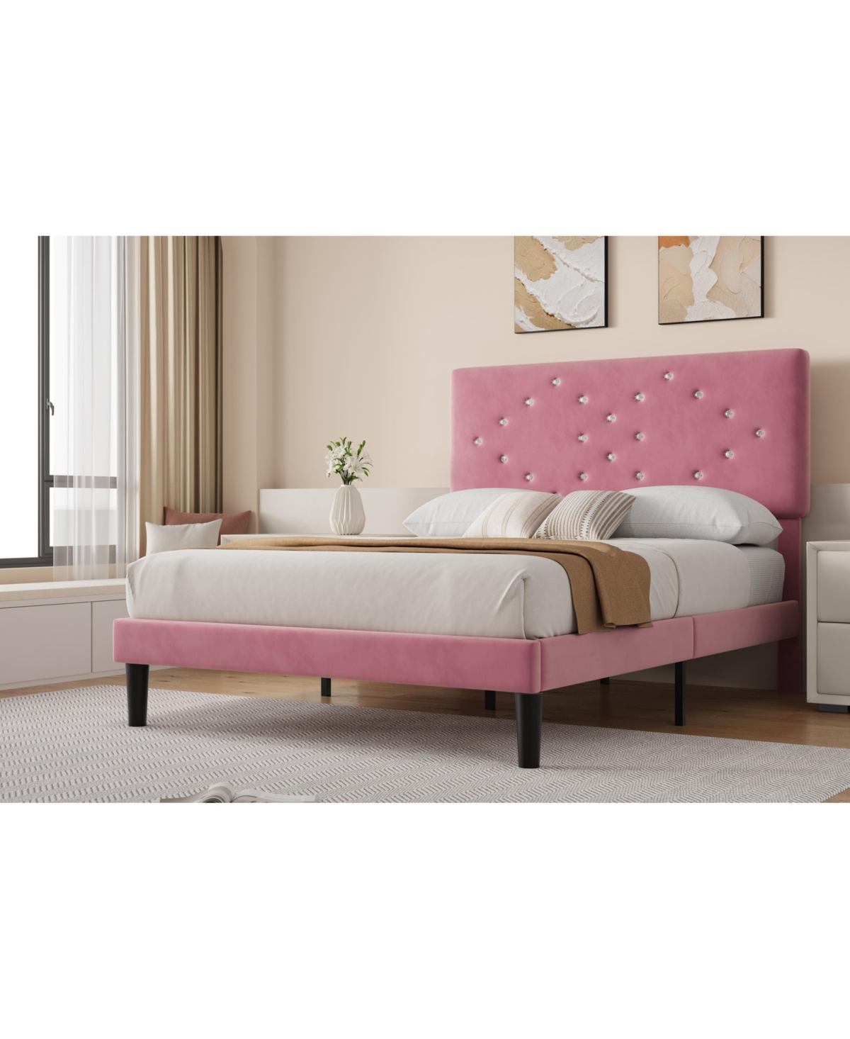 Click here for Gaomon Full Size Velvet Bed Frames with Headboard... prices