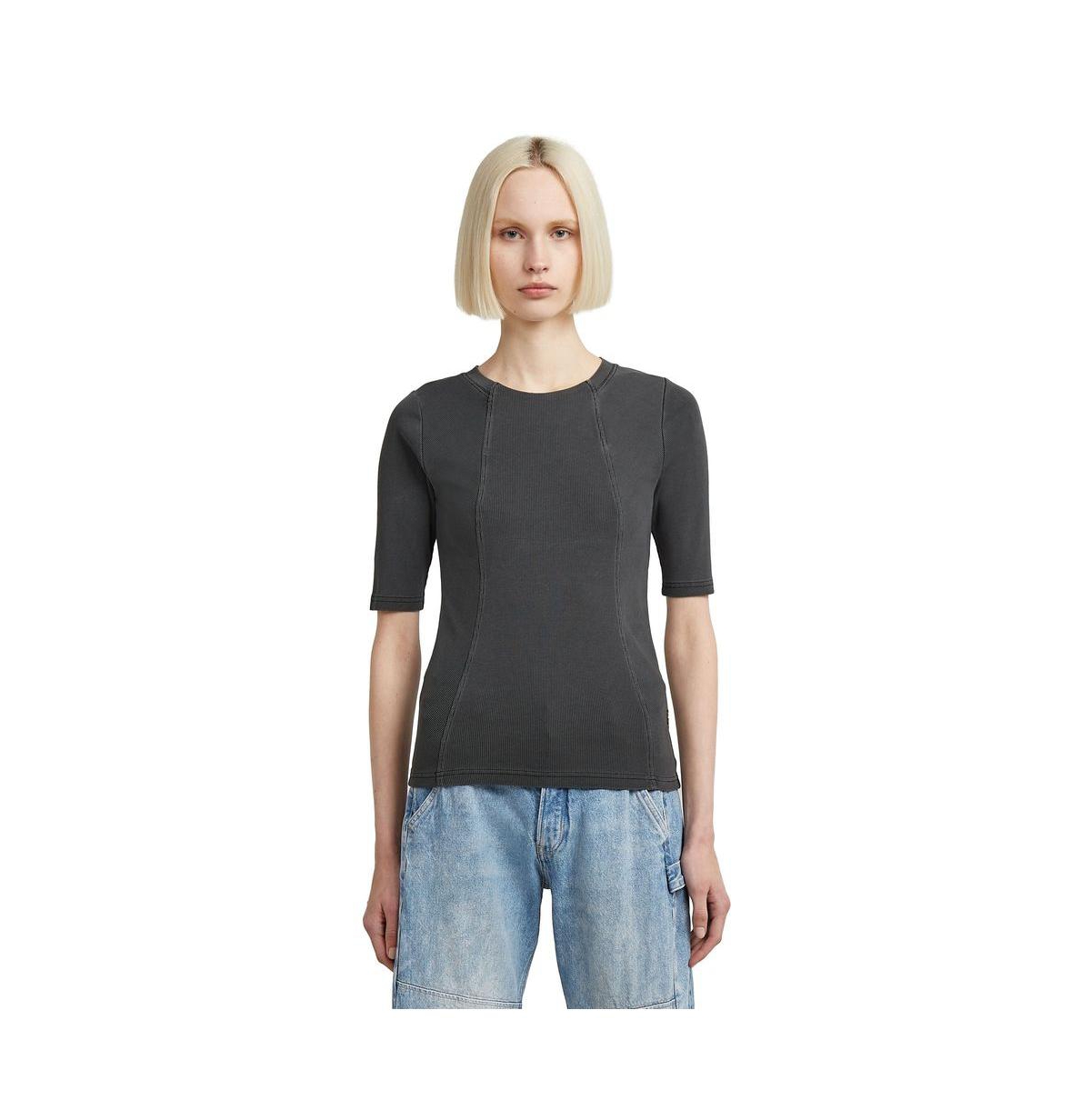 Click here for G-Star Womens Washed A-Line Slim Rib T-Shirt - Dar... prices