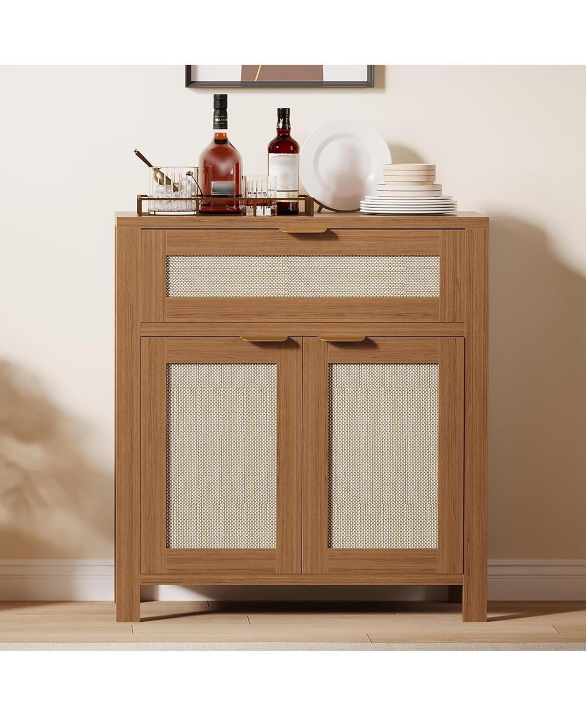 Click here for gaomon Rattan Buffet Cabinet with Storage  Narrow... prices