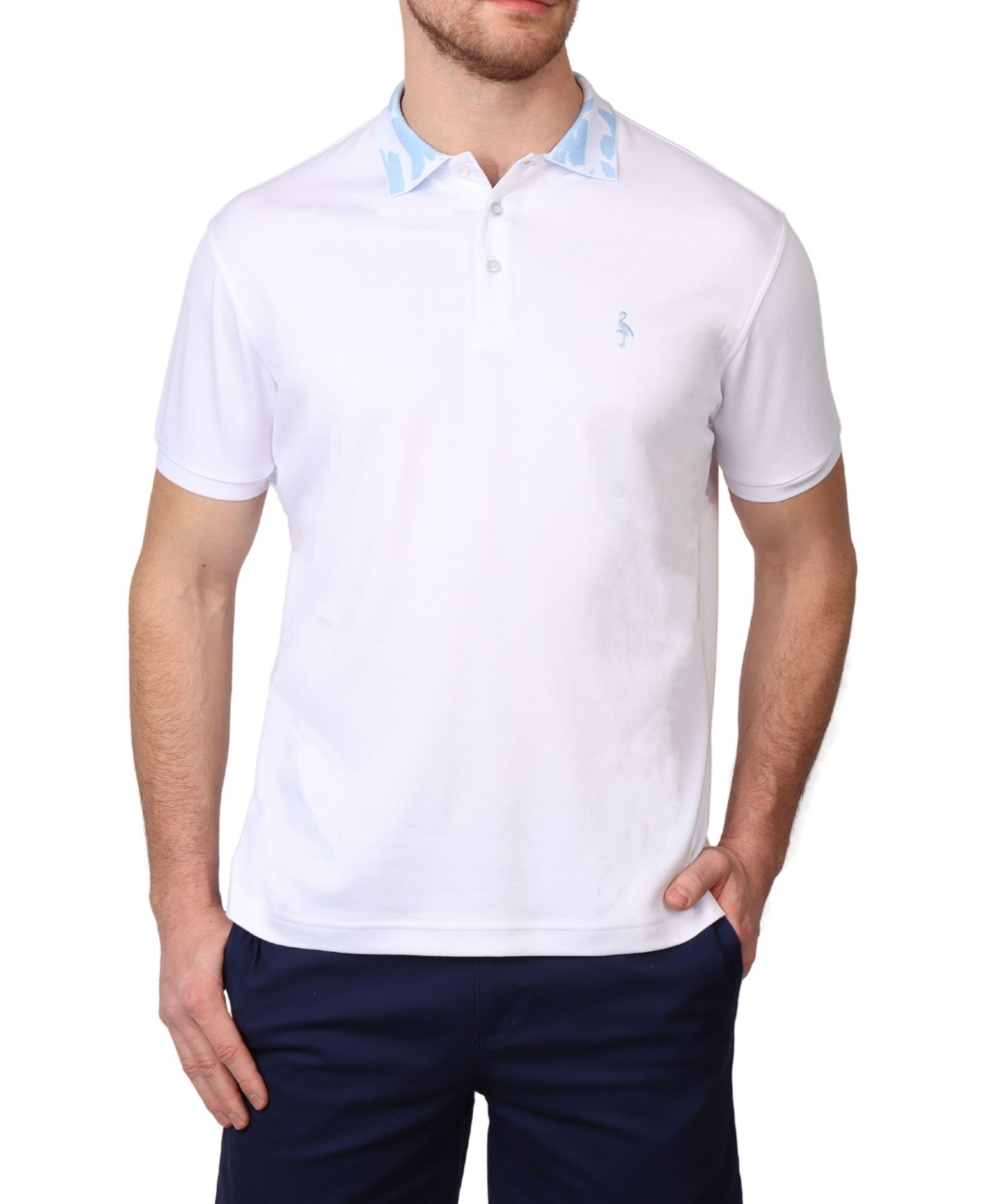Click here for Tailorbyrd Mens Modal Pique Polo with Floral Jacqu... prices