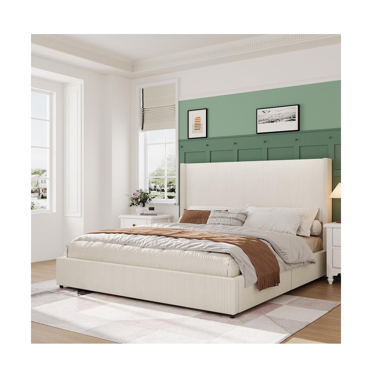 Click here for Gaomon King Size Upholstered Platform Bed Frame wi... prices