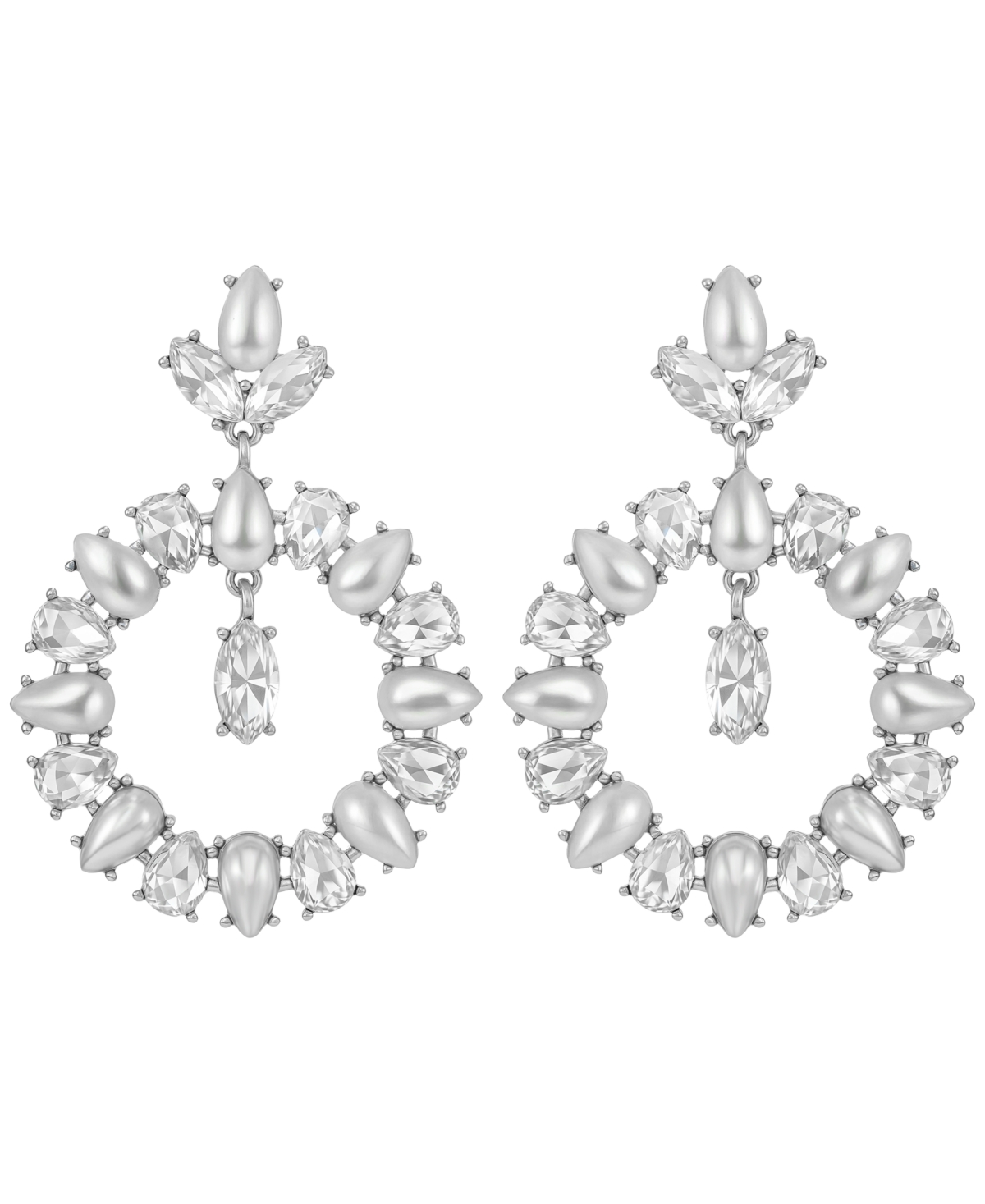 Click here for Guess Imitation Pearl and Pave Stone Drop Hoop Ear... prices