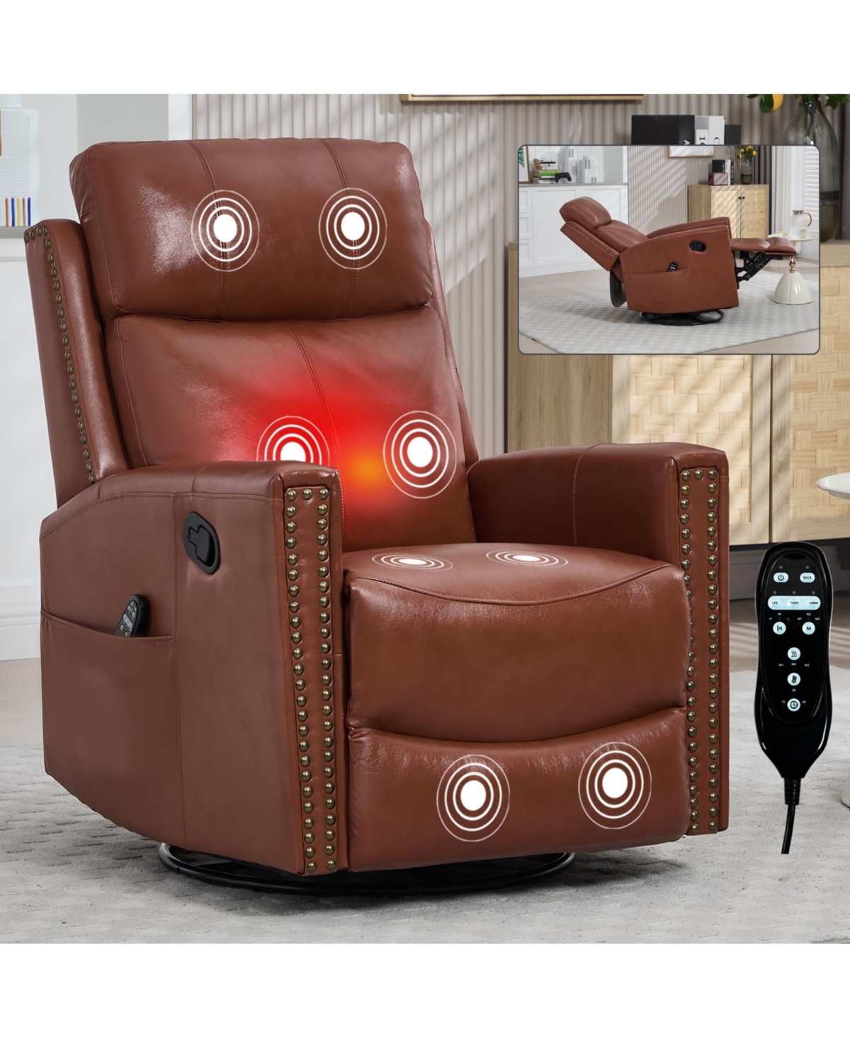 Click here for Streamdale Furniture Red Leather Heat Massage Rock... prices