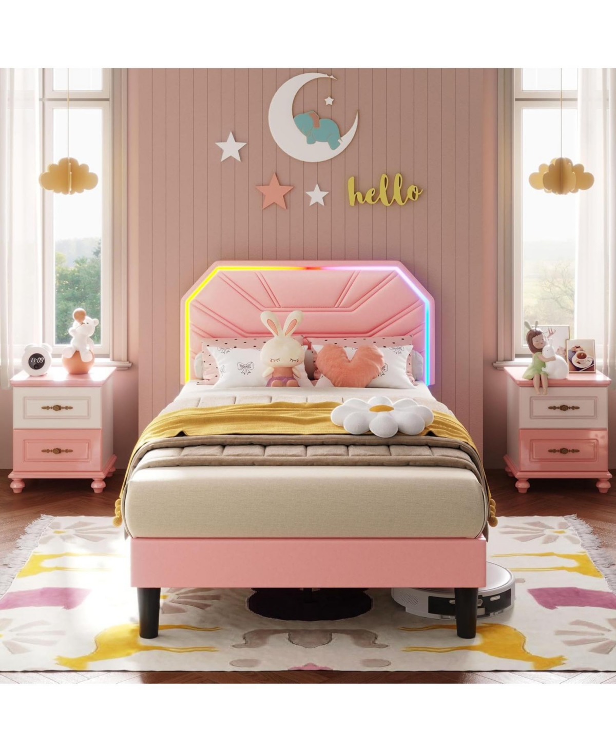 Click here for Likimio Twin Bed Frames with Led Light Headboard... prices