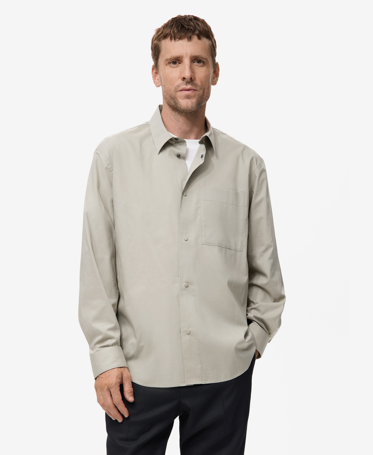 Click here for Mango Mens Cotton Relaxed-Fit Shirt - Beige prices