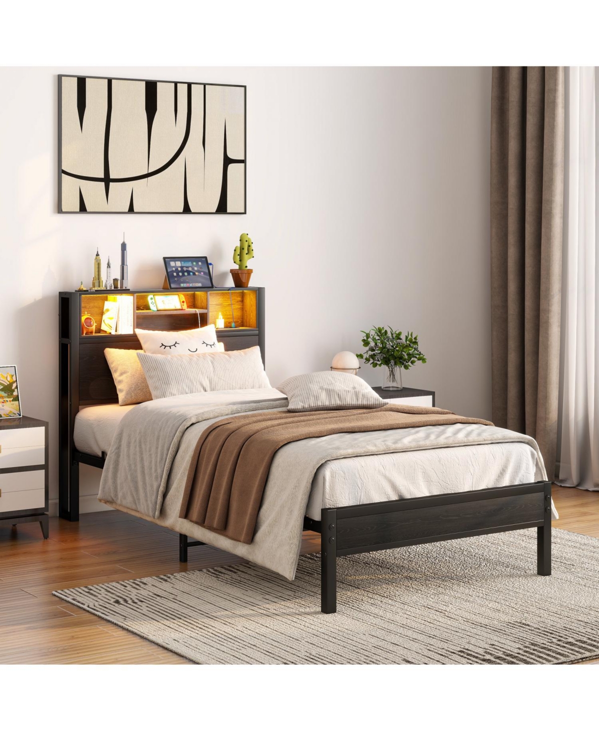 Click here for Streamdale Furniture Twin Storage Bed Frame with H... prices