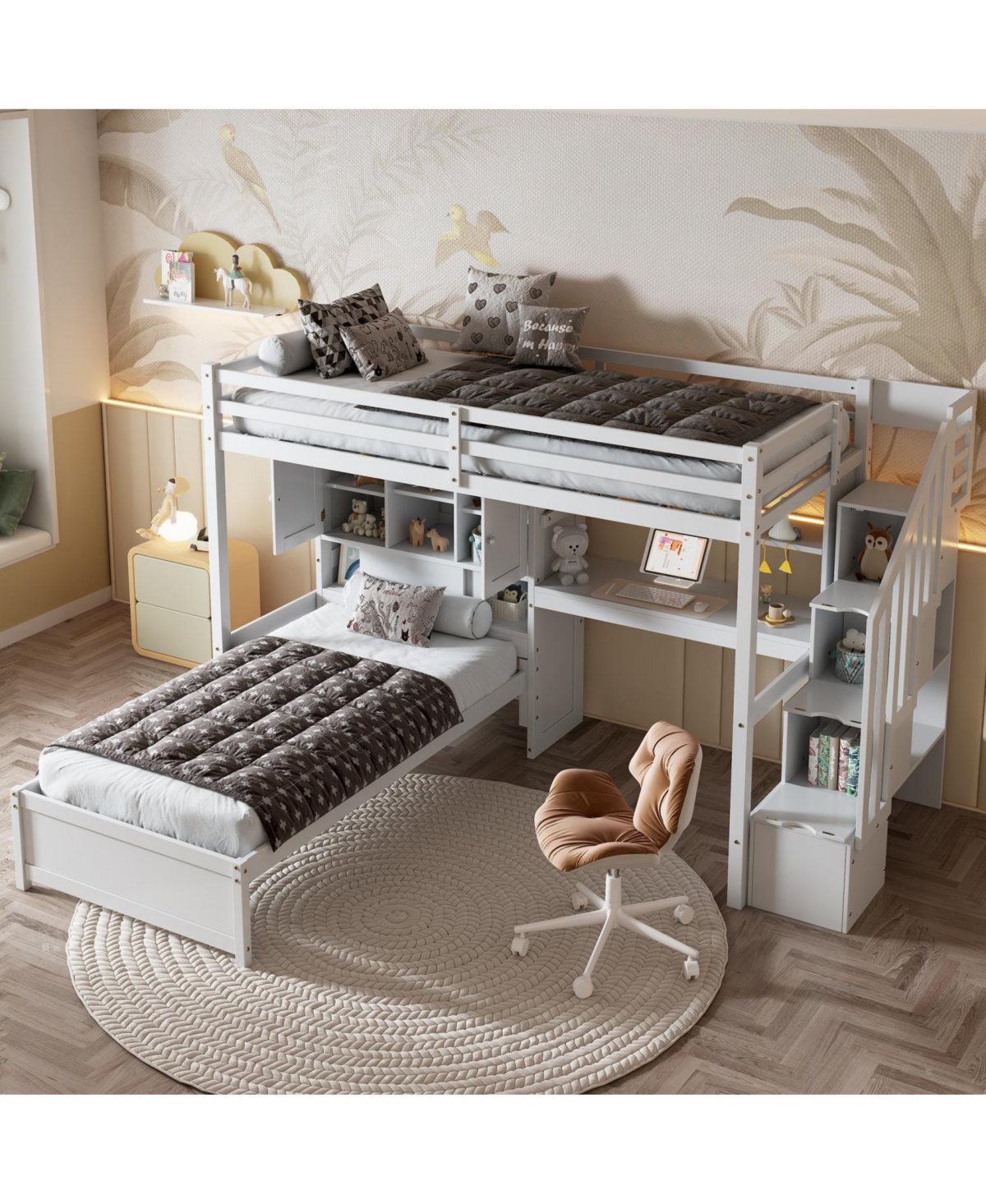 Click here for Streamdale Furniture Twin Loft Bed with Built-in D... prices
