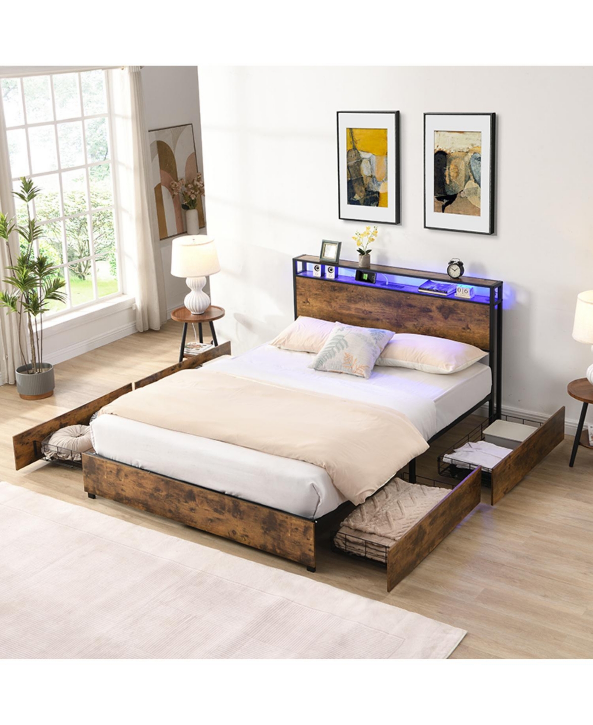 Click here for Streamdale Furniture Queen Bed Frame w/ Charging H... prices