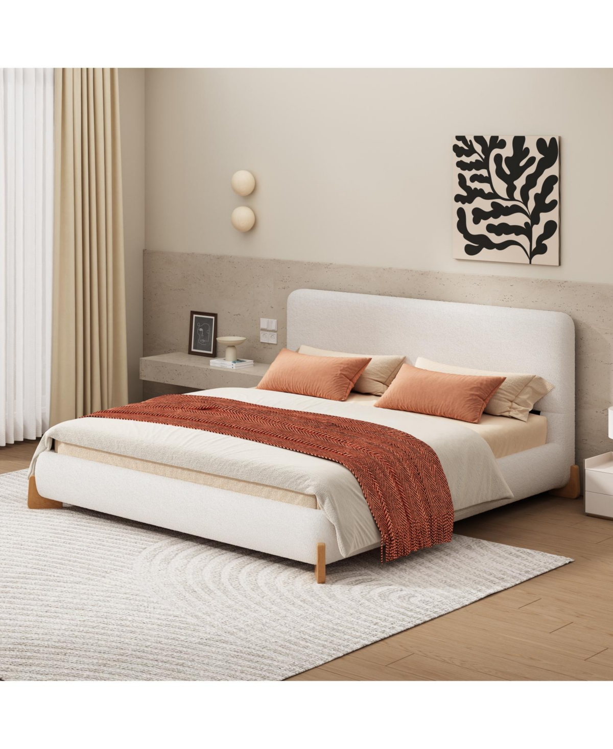 Click here for Streamdale Furniture Elegant Boucle Queen Bed - Wh... prices