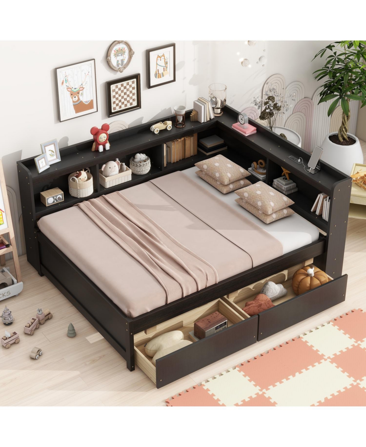 Click here for Streamdale Furniture L-Shaped Bed with Bookcase  D... prices