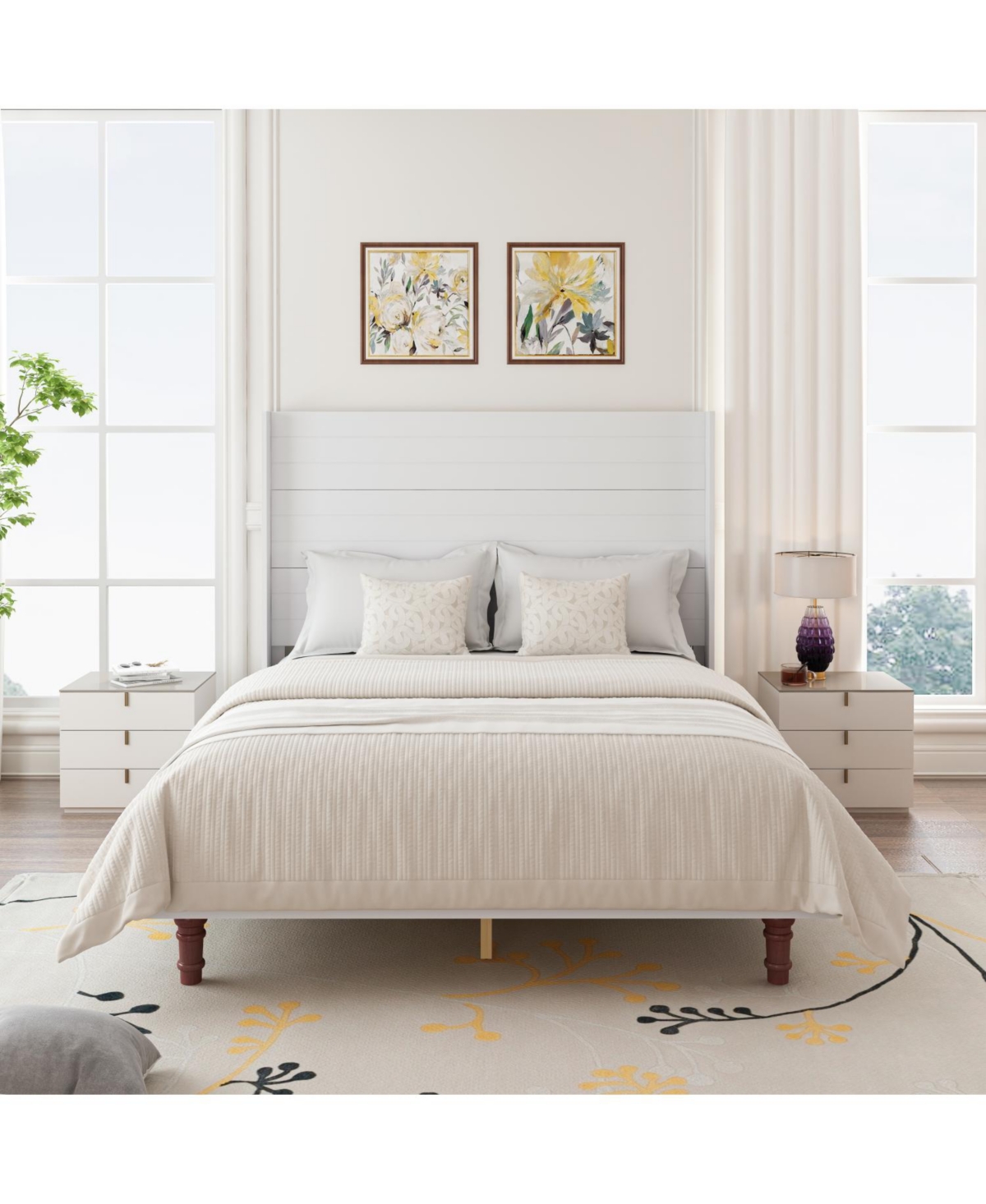 Click here for Streamdale Furniture White Queen Bed with 54"... prices