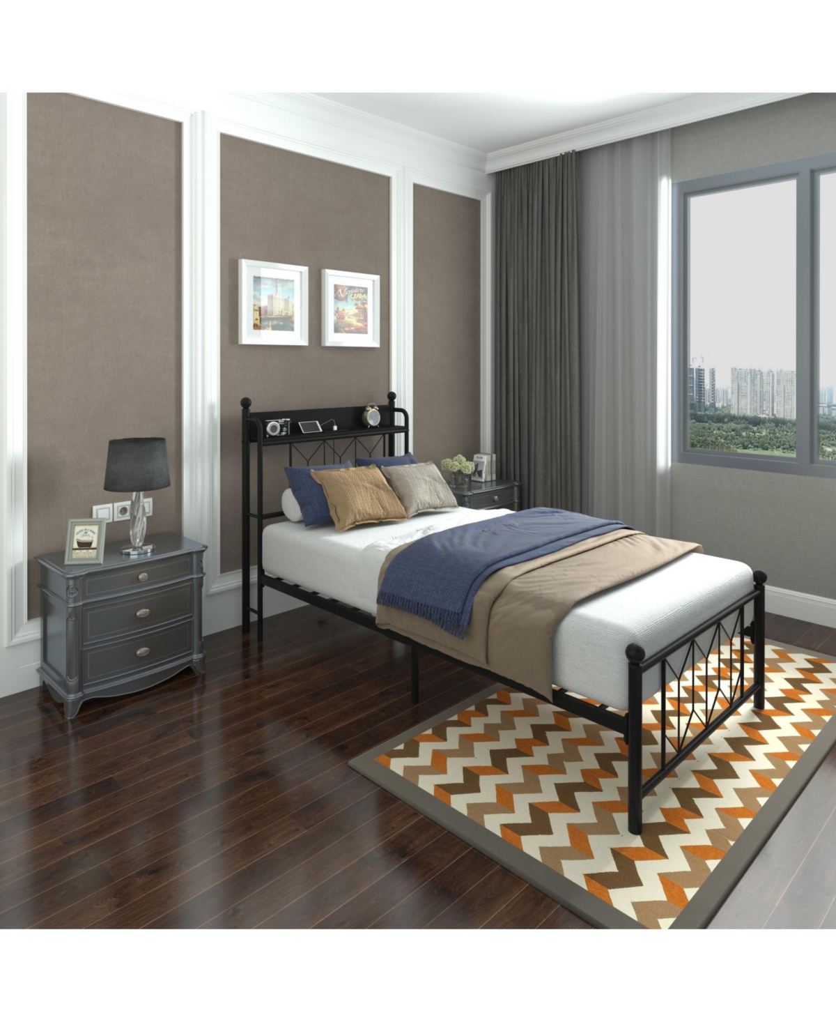 Click here for Streamdale Furniture Twin Bed Frame with Charging... prices