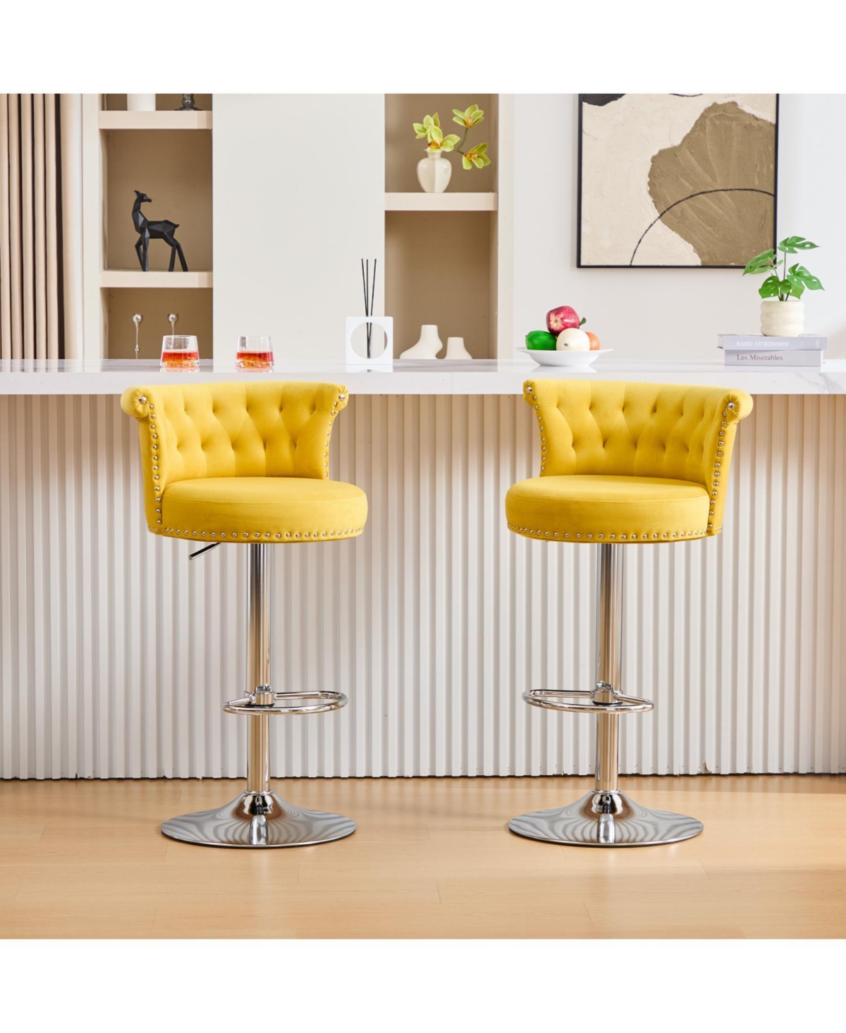 Click here for Streamdale Furniture Velvet Bar Stool Set of 2  Ad... prices