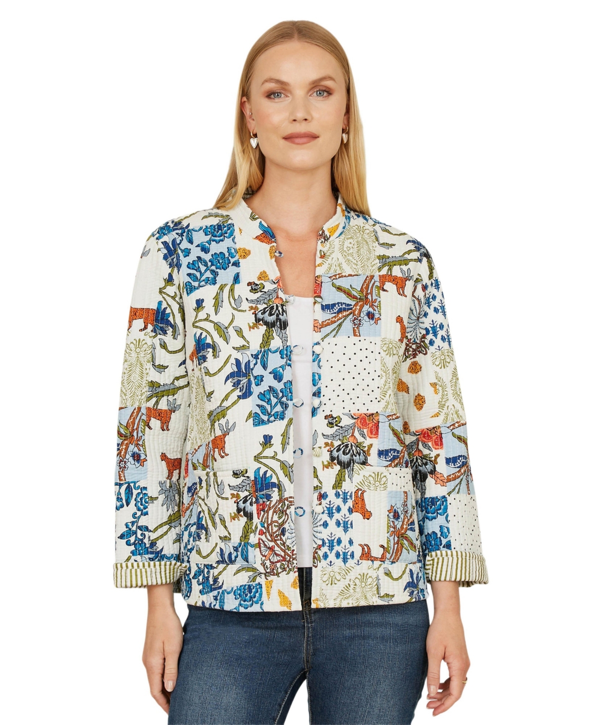 Click here for Yumi Womens Indian Patchwork Reversible Jacket - W... prices