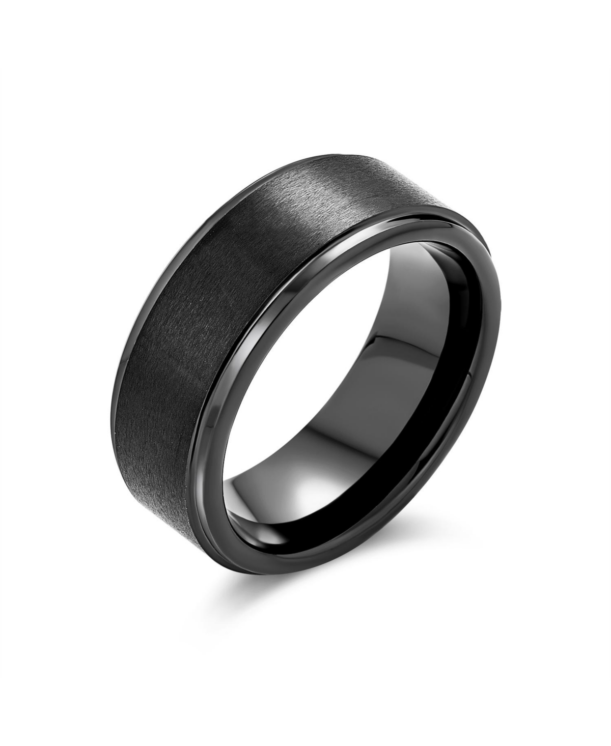 Click here for Bling Jewelry Plain Simple Beveled Edge Black Matt... prices