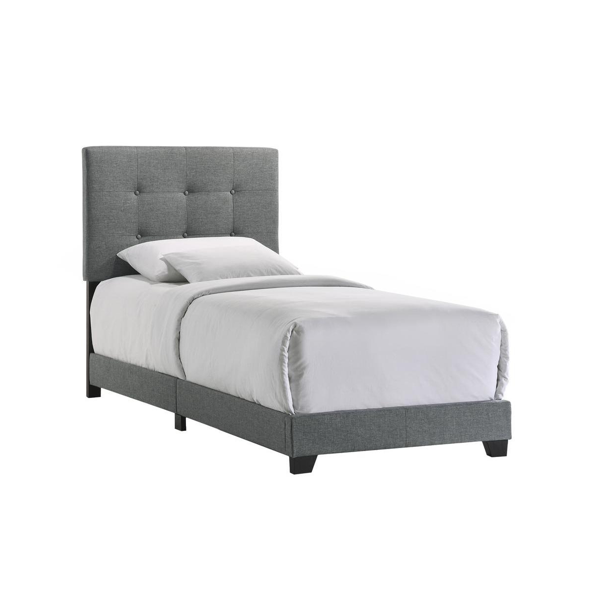Intercon Addyson Twin Uph Bed in Addyson Gunmetal Fabric - Grey