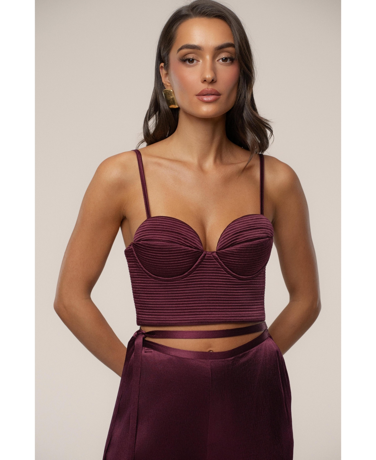 Click here for Jluxlabel Thalia Textured Bustier - Red prices