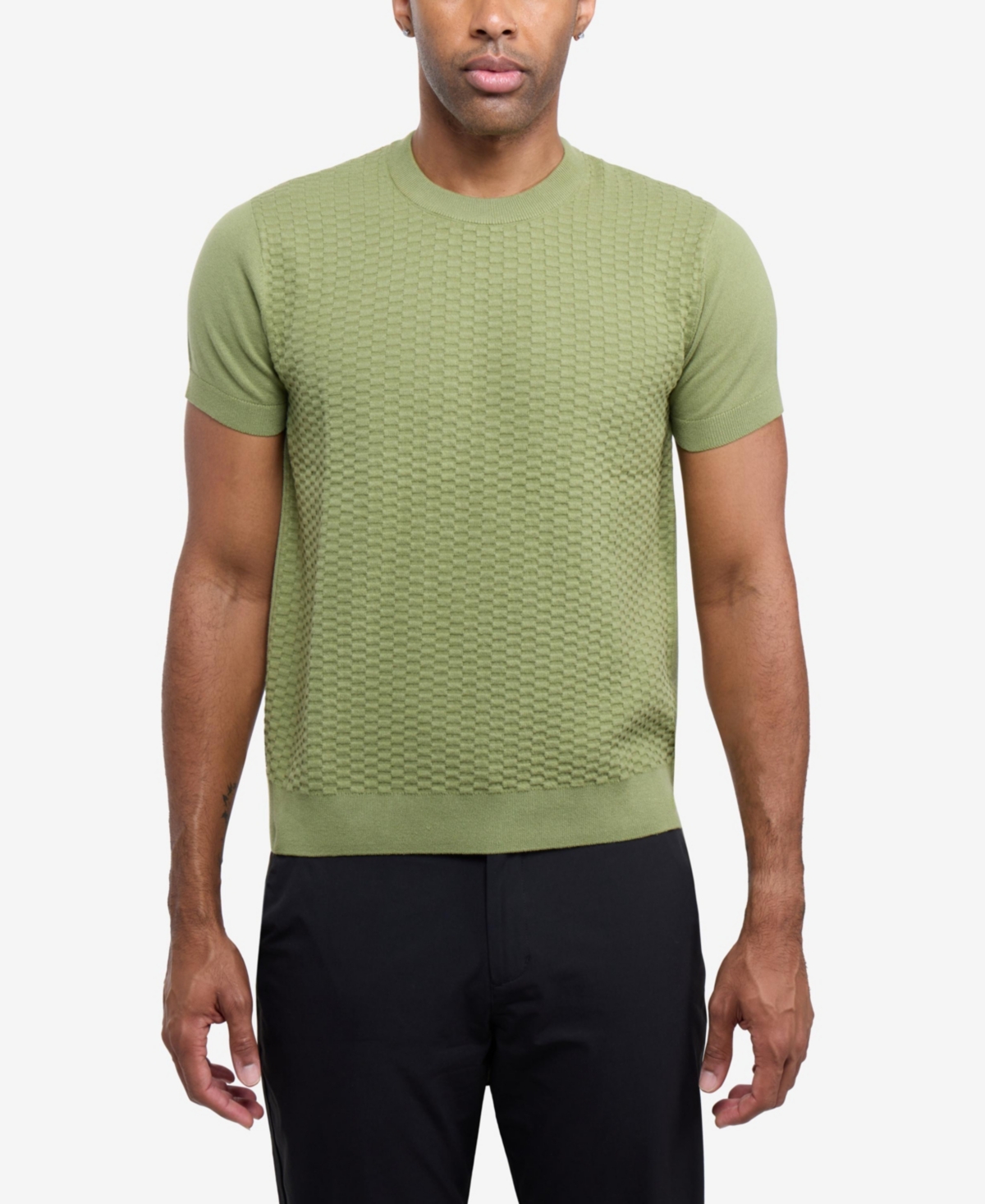 Click here for Xray Mens Crew Rib Neck Checkered Sweater - Grass prices