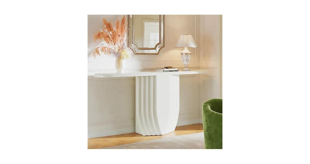 Click here for Tribesigns Modern White Console Table  63 inch Woo... prices