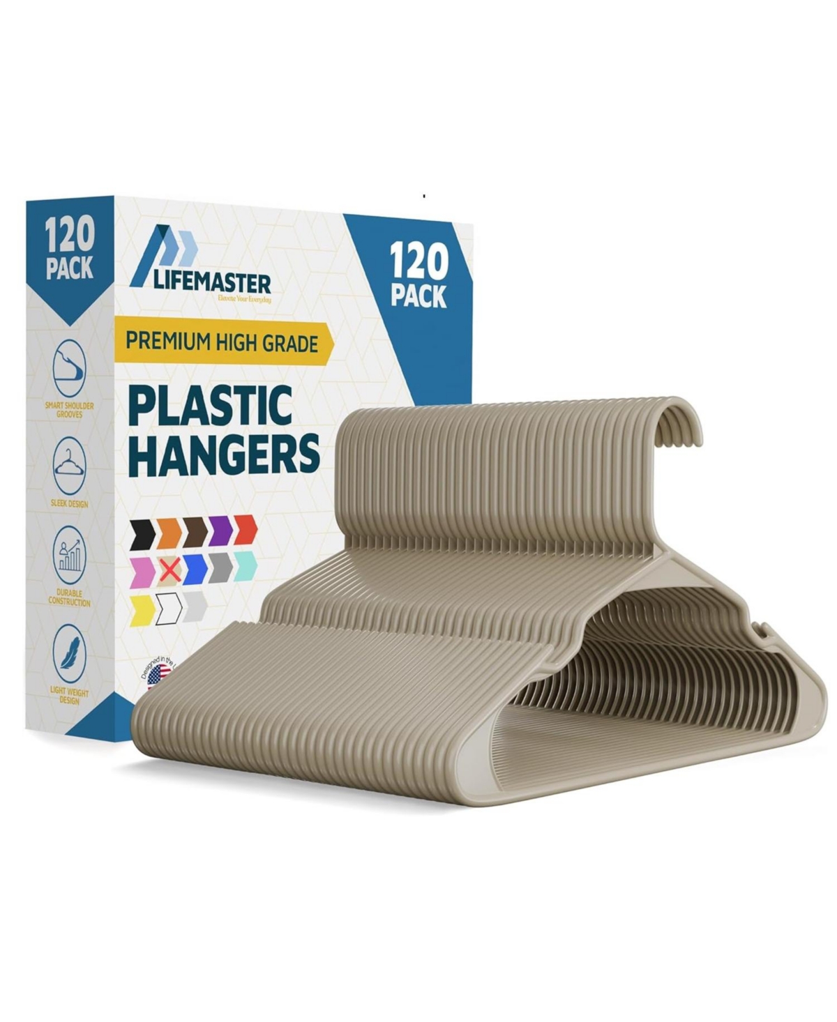 Click here for Lifemaster heavy-duty ivory hangers with non-slip... prices