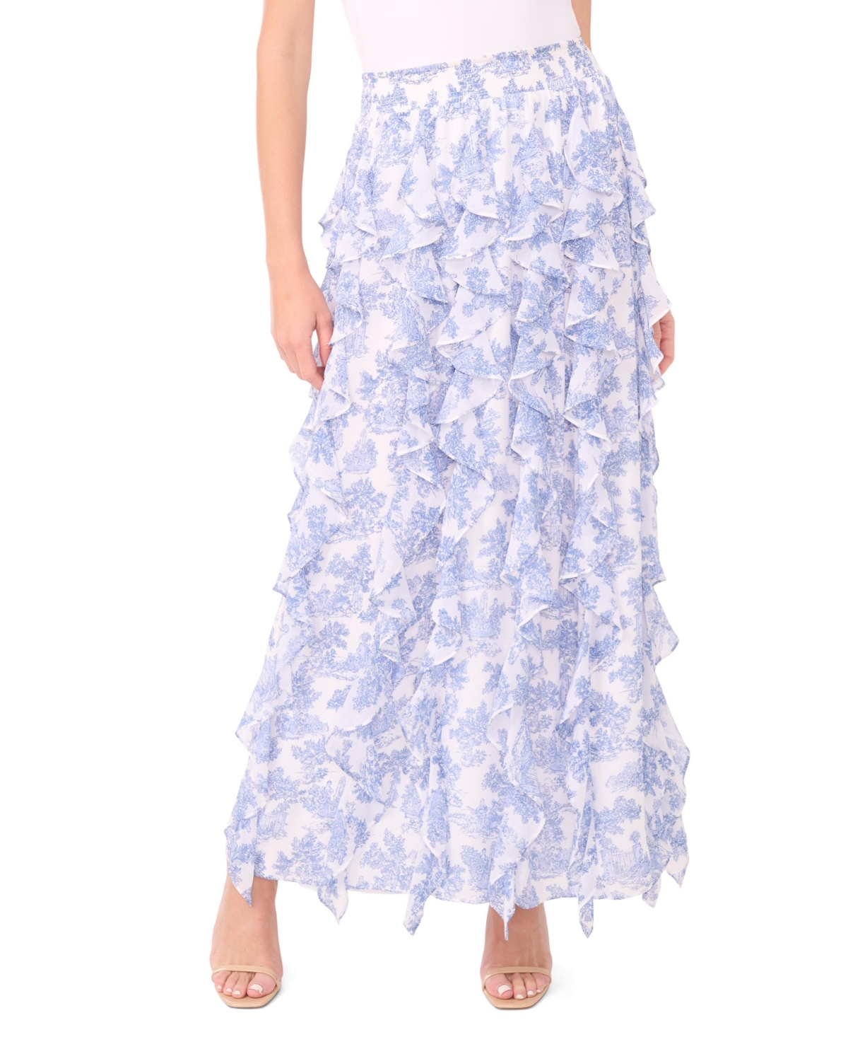 Click here for 1.state Womens Smocked Waist Maxi Skirt - Blue Den... prices