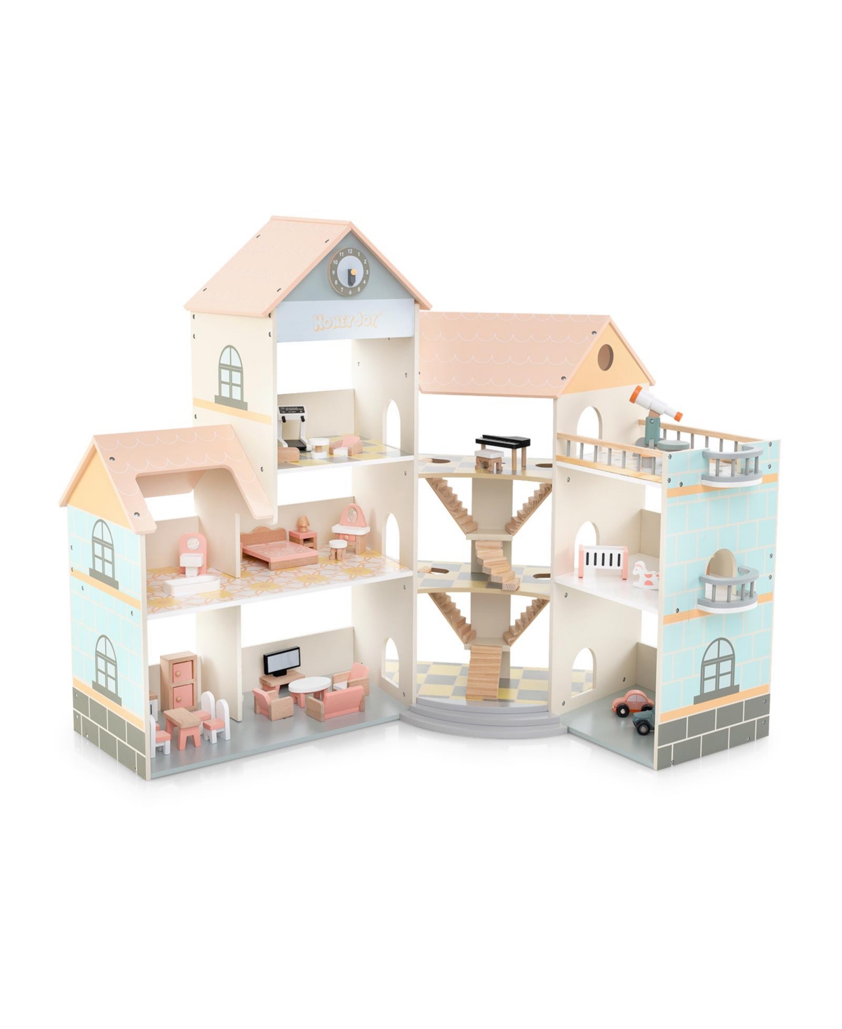 Click here for Mecale Wooden Corner Dollhouse Playset with 41 Pie... prices
