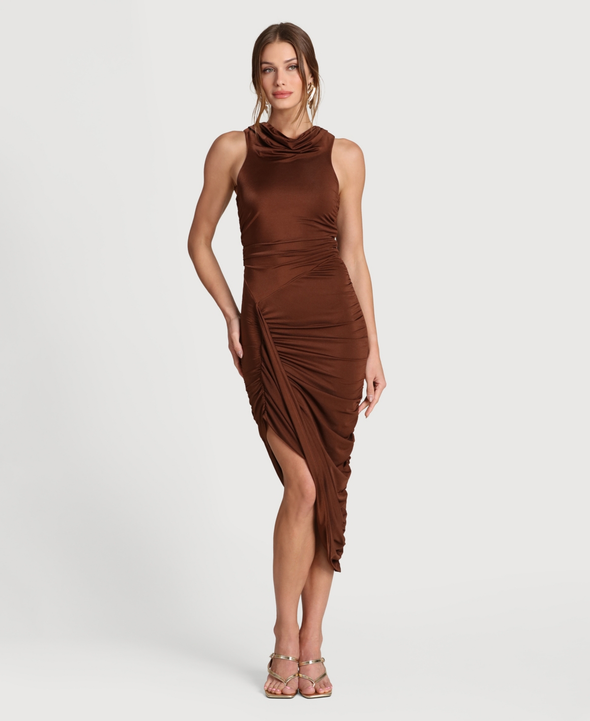 Click here for Avec Les Filles Womens Twist Cowl Neck Midi Dress... prices