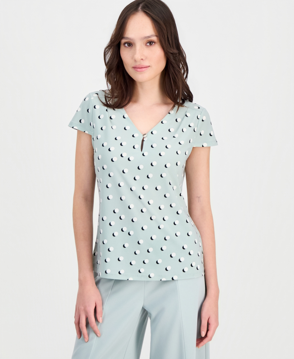 Click here for Anne Klein Essentials Petite Printed Keyhole Cap-S... prices