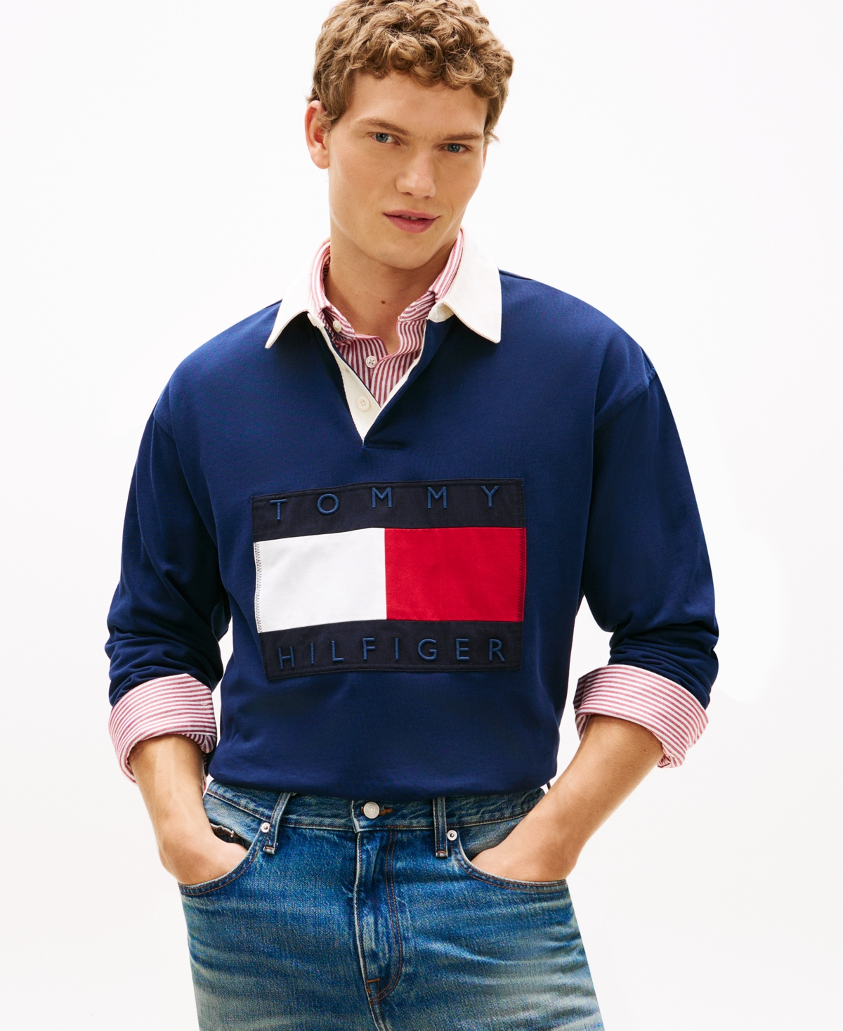 Click here for Tommy Hilfiger Mens Regular-Fit Flag Rugby Polo Sh... prices