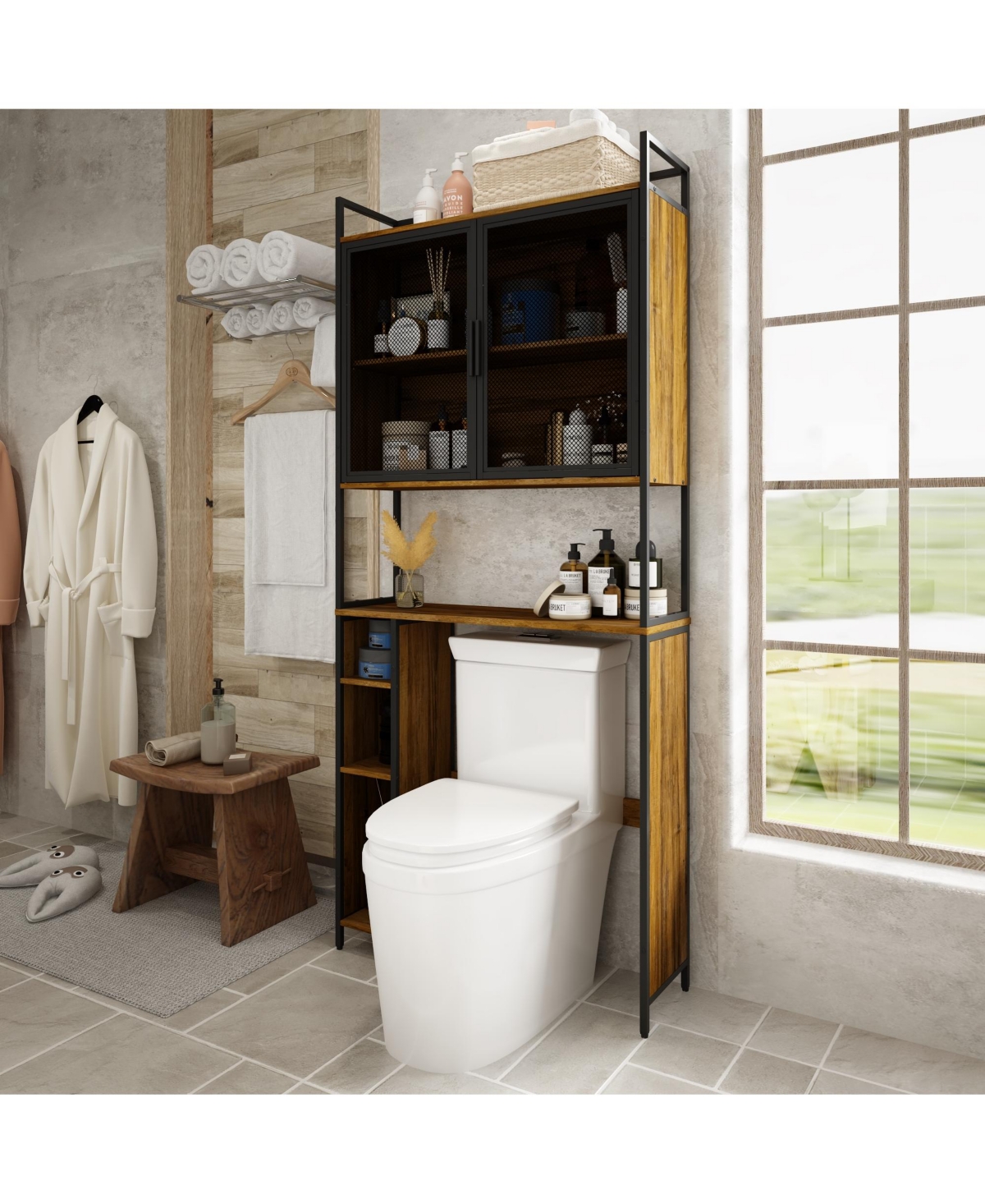 Click here for Toilet Storage with Metal Mesh Doors and Adjustabl... prices