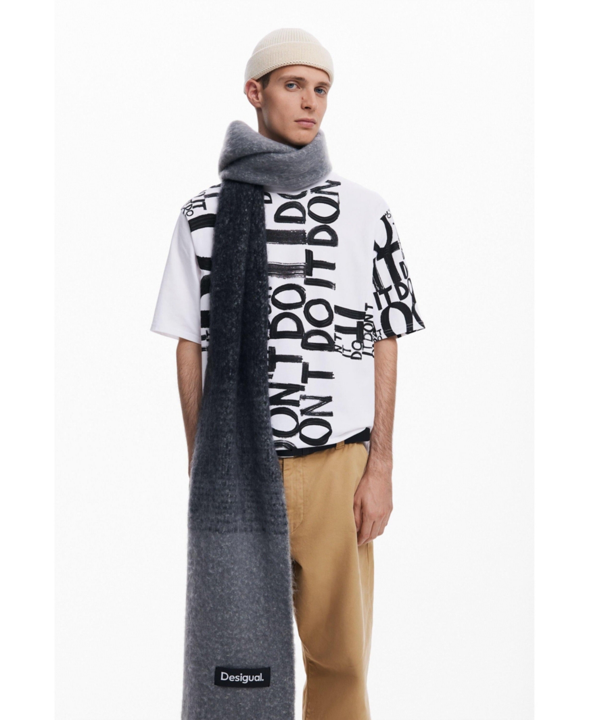 Click here for Desigual Mens Printed Knit T-shirt - White prices