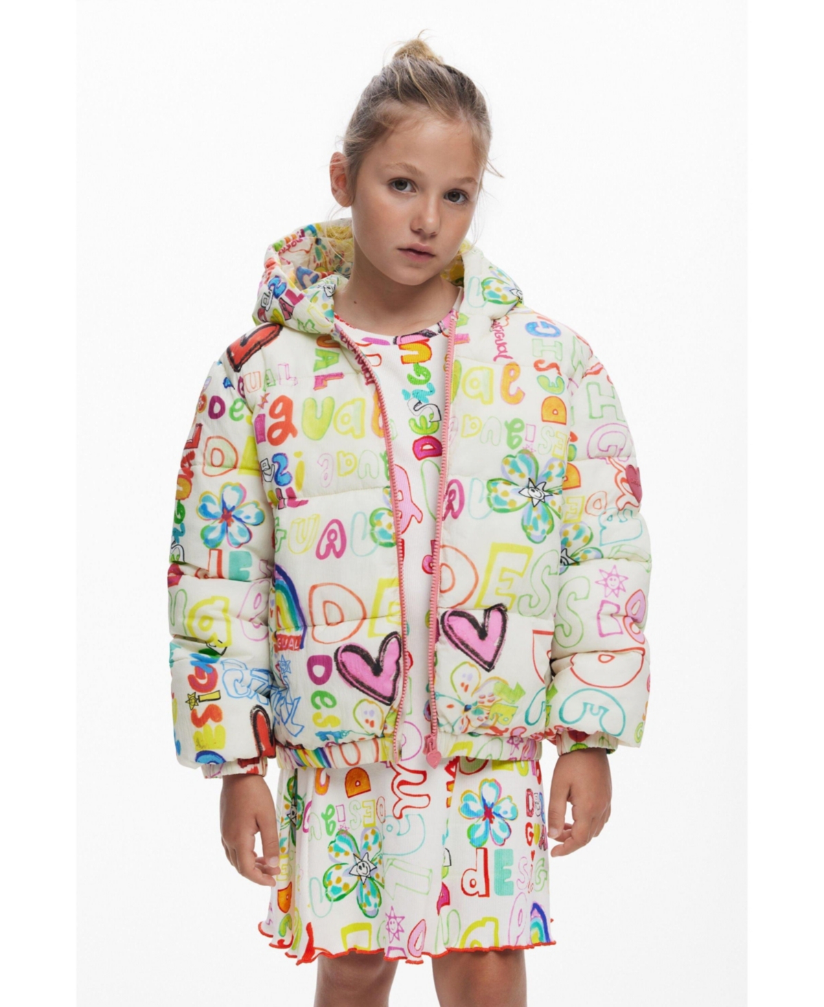Click here for Desigual Girls Girlss Padded jacket with lettering... prices