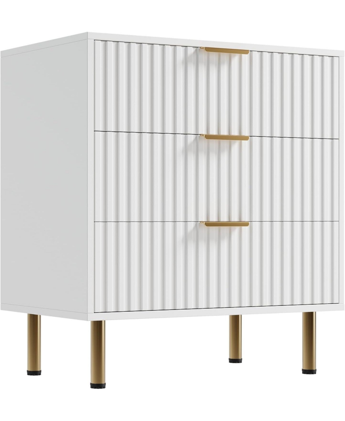 Click here for gaomon 3-Drawer White Fluted Dresser  Modern Night... prices