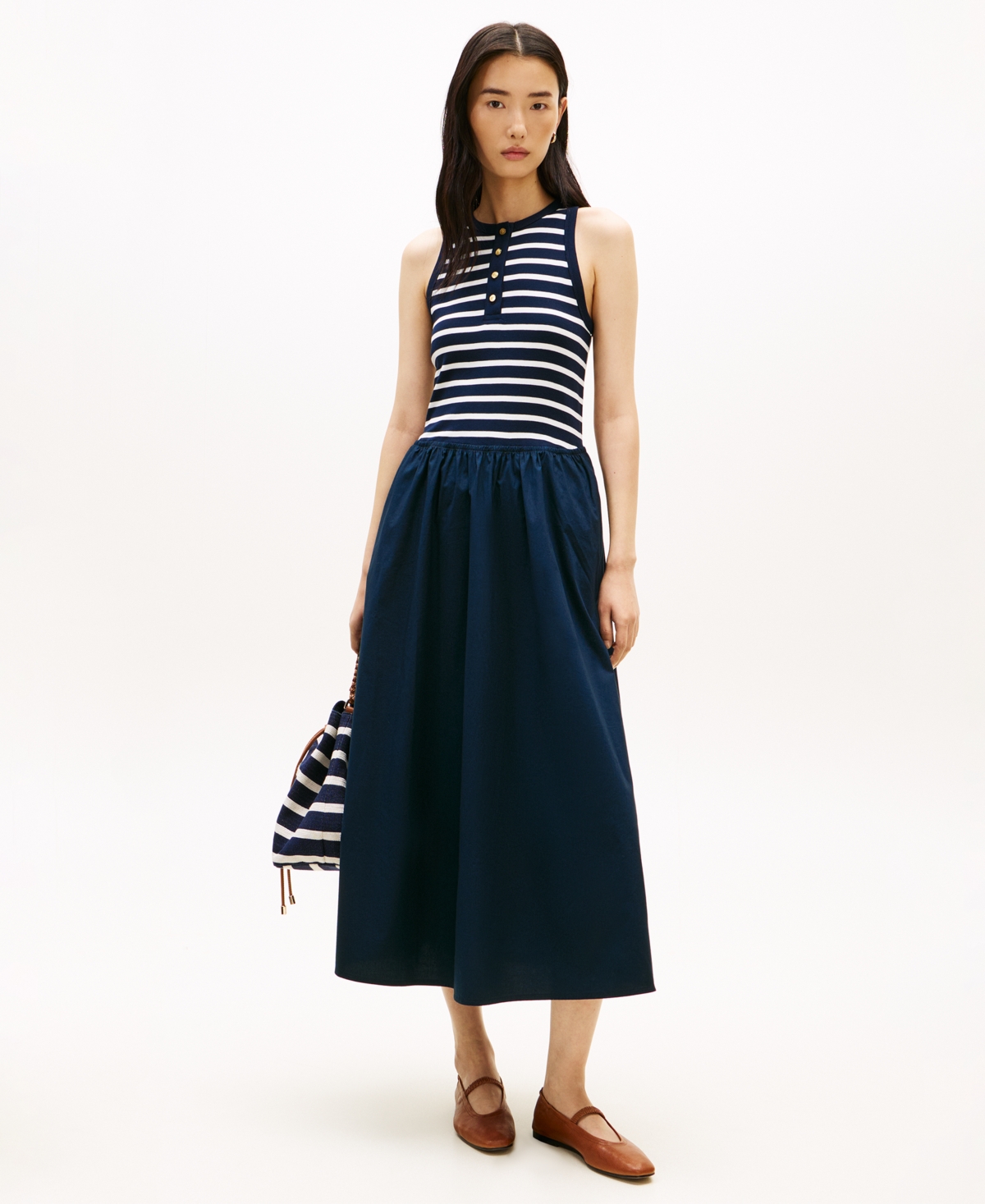 Click here for Tommy Hilfiger Womens Gold-Tone Button Dress - Bre... prices