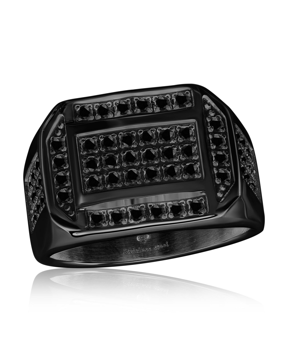 Click here for Stainless Steel  Cz Ring - Black Plated - Black prices