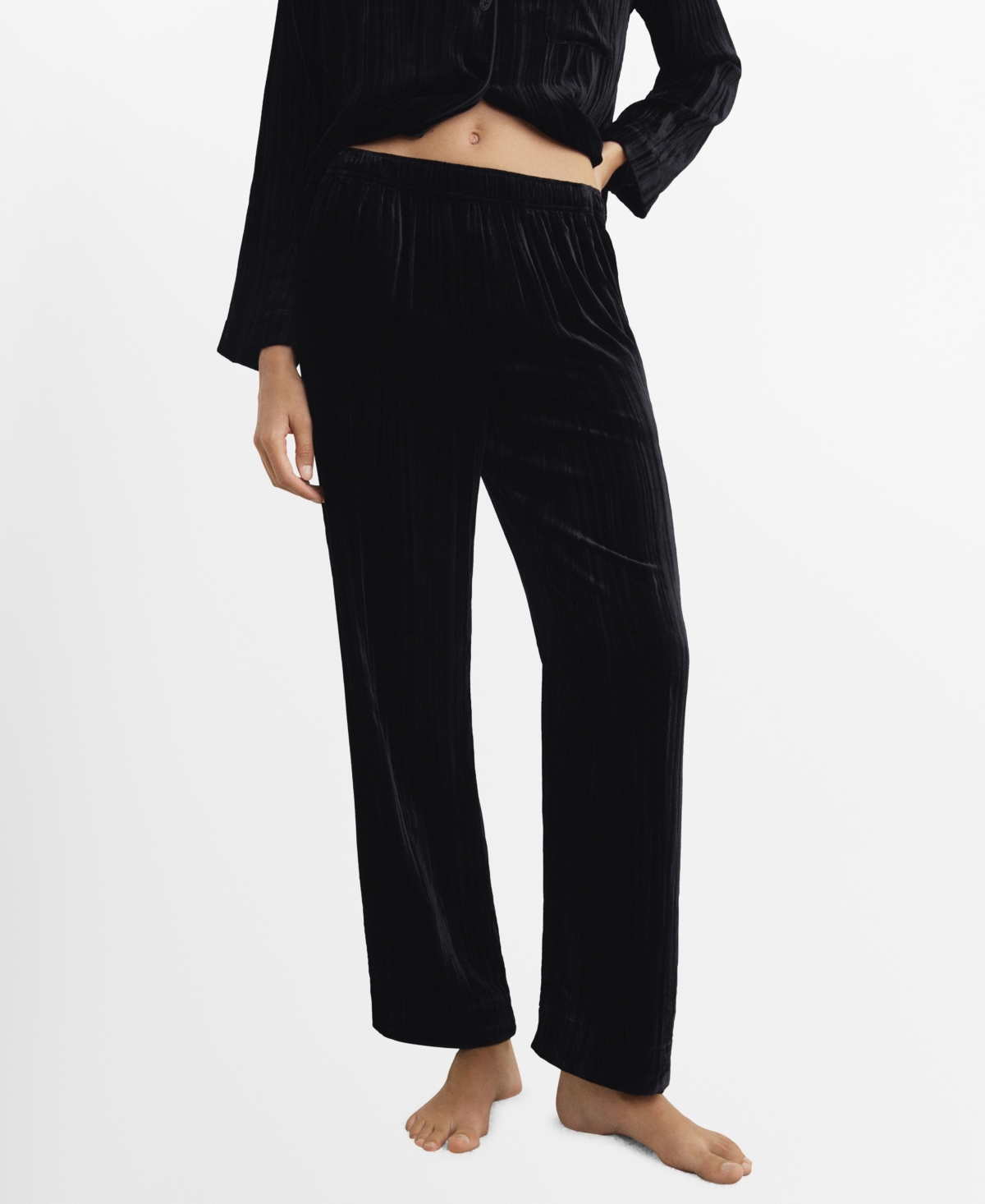 Click here for Mango Womens Silk Velvet Pants - Gray prices