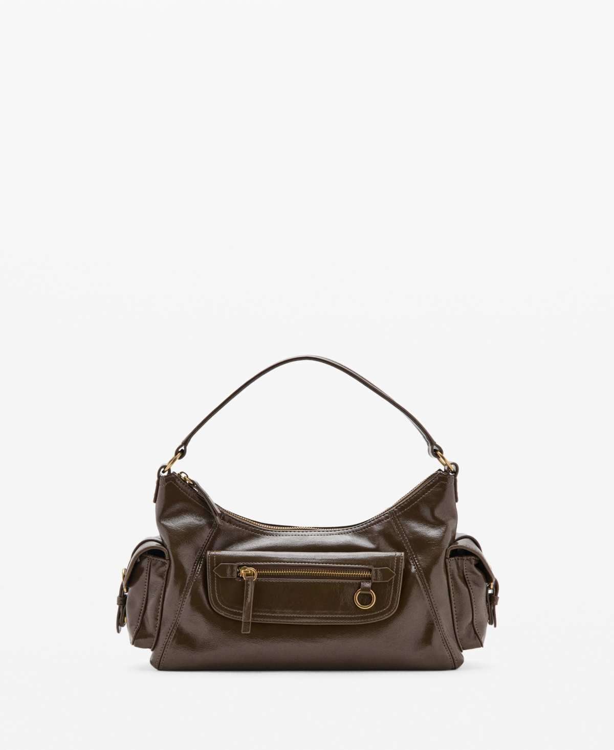 Click here for Mango Womens Pockets Shoulder Bag - Khaki prices