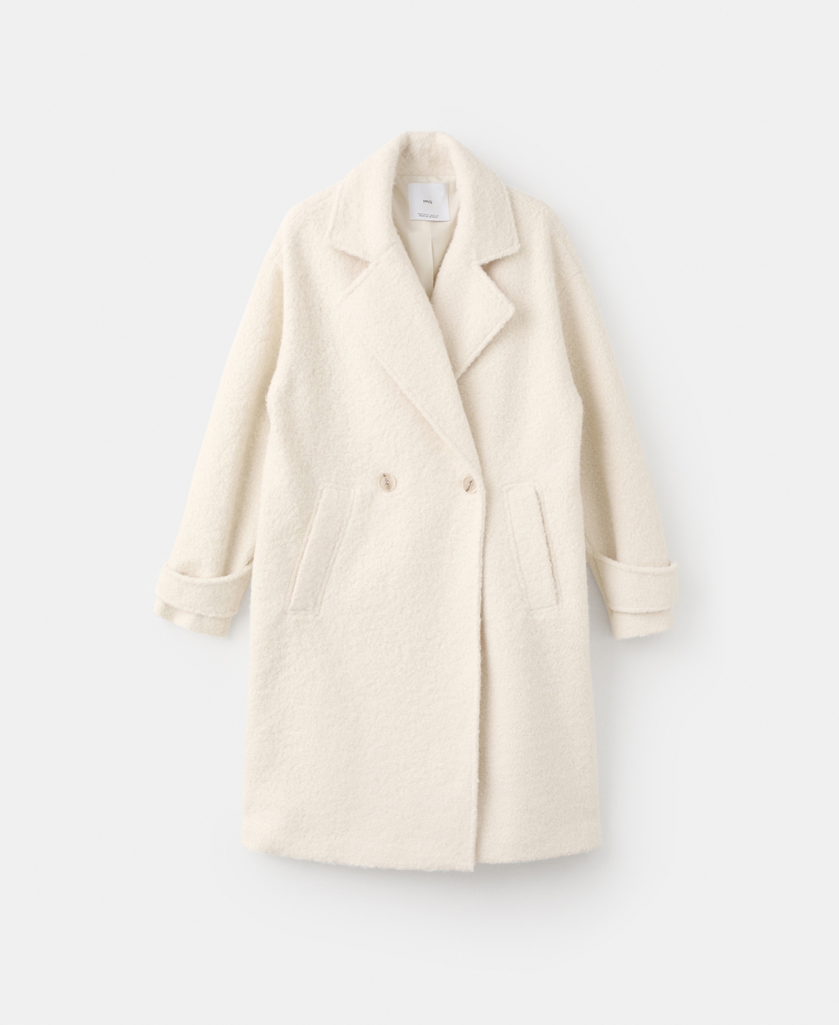 Click here for Mango Womens Lapels Boucle Coat - Ecru prices
