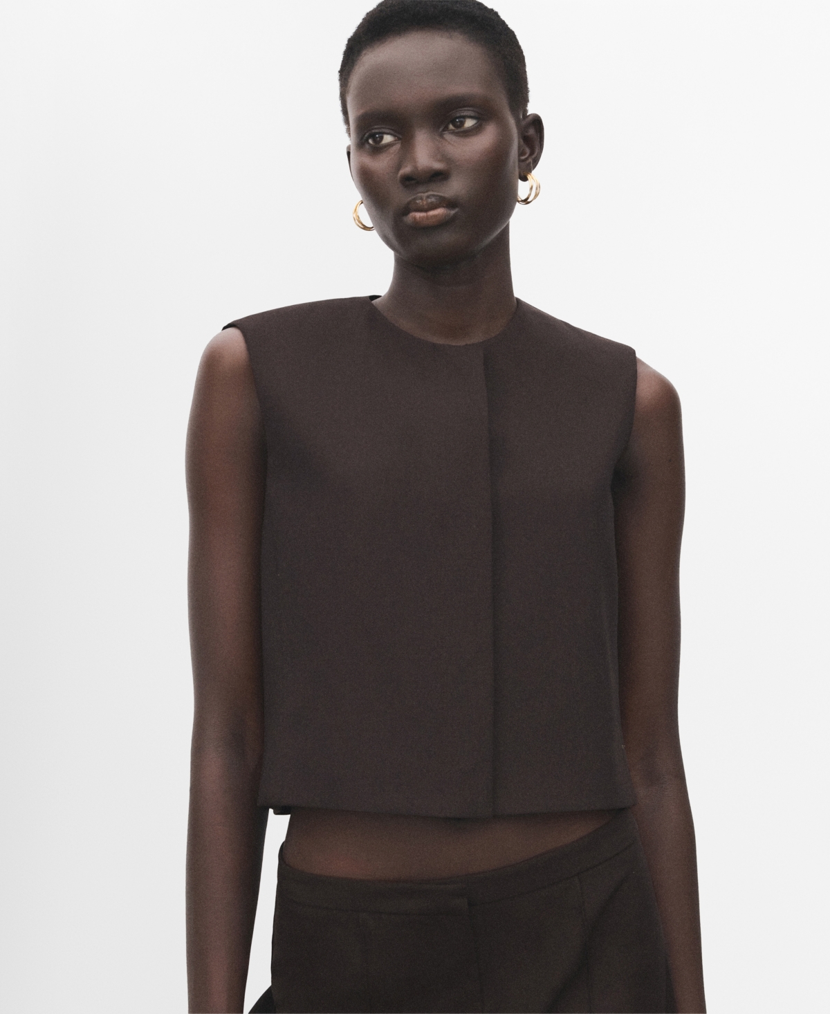 Click here for Mango Womens Wool-Blend Crop Top - Gray prices