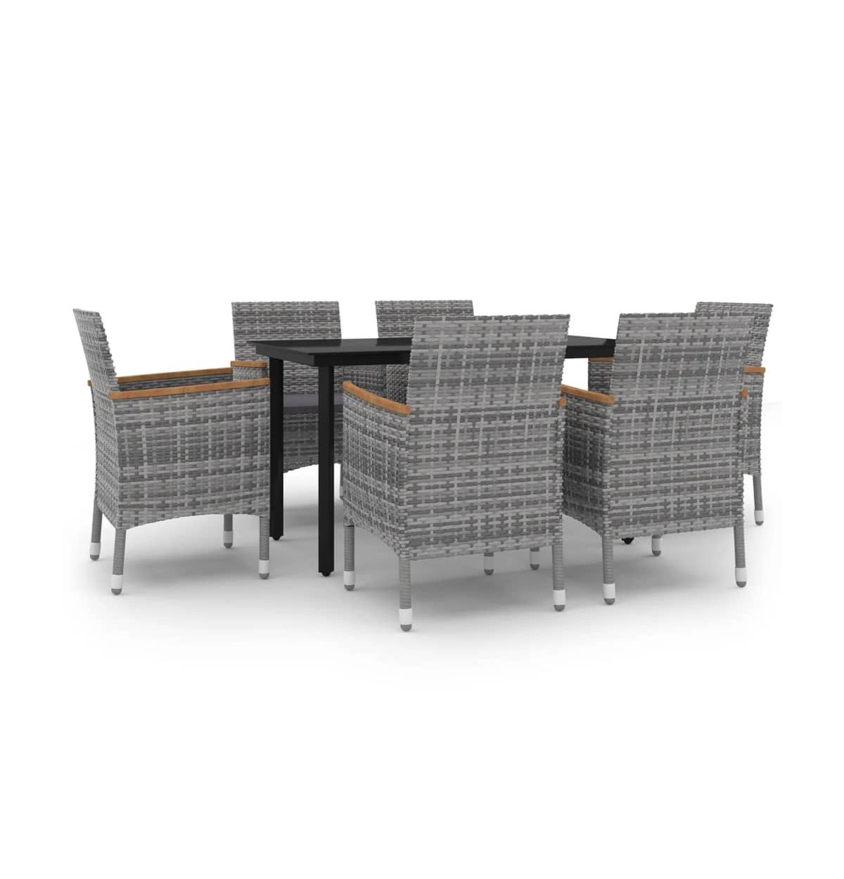 Click here for vidaXL Garden Dining Set Table: Black  Chairs: Gre... prices
