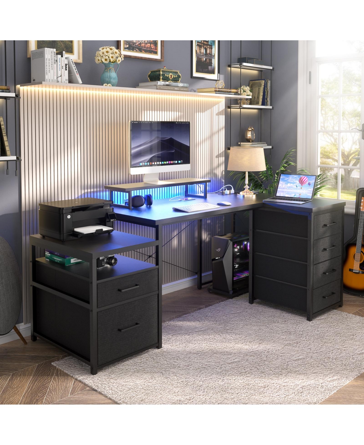 Click here for Aheaplus Reversible L Shaped Desk with 6 Drawers... prices