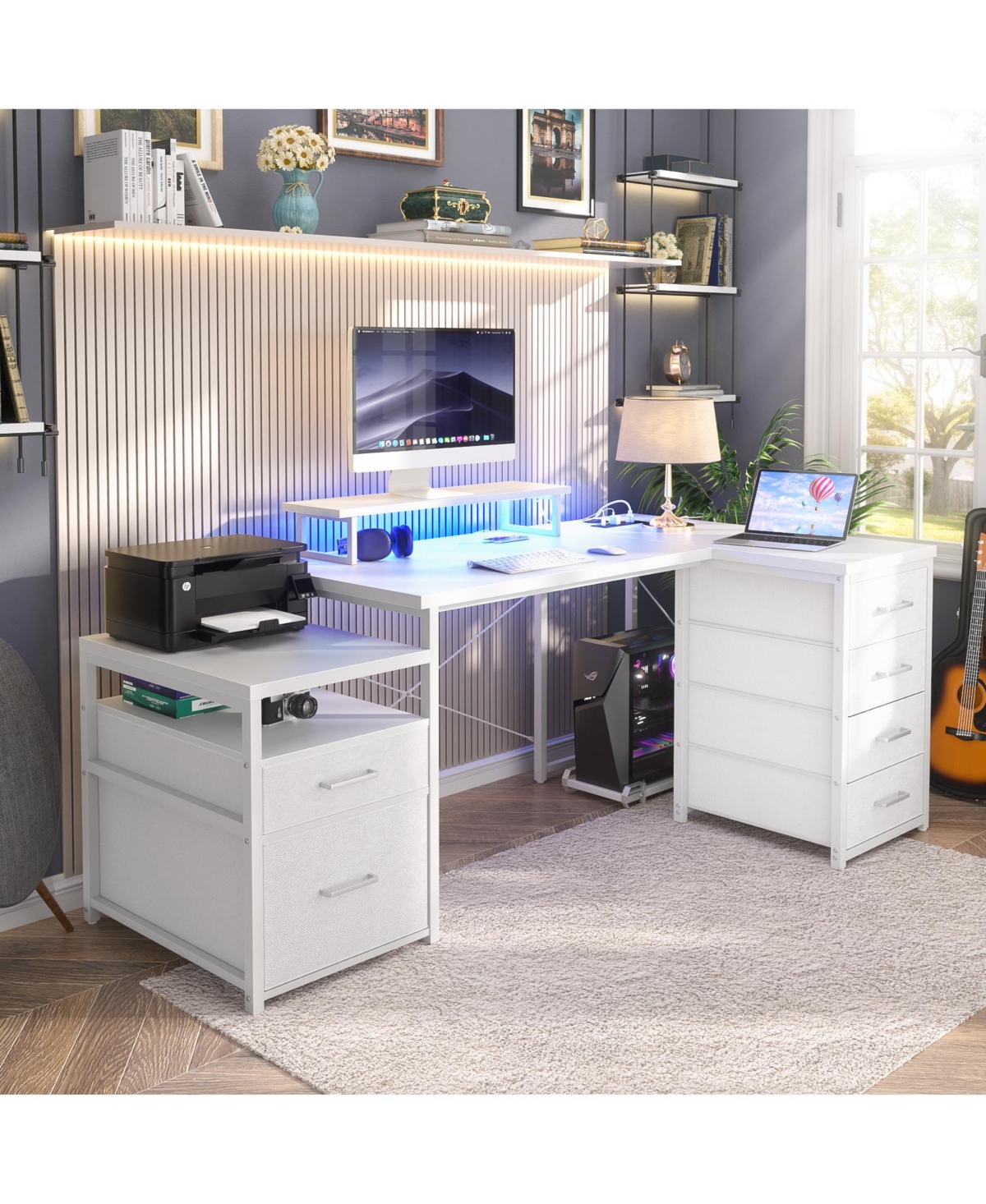 Click here for Aheaplus Reversible L Shaped Desk with 6 Drawers... prices