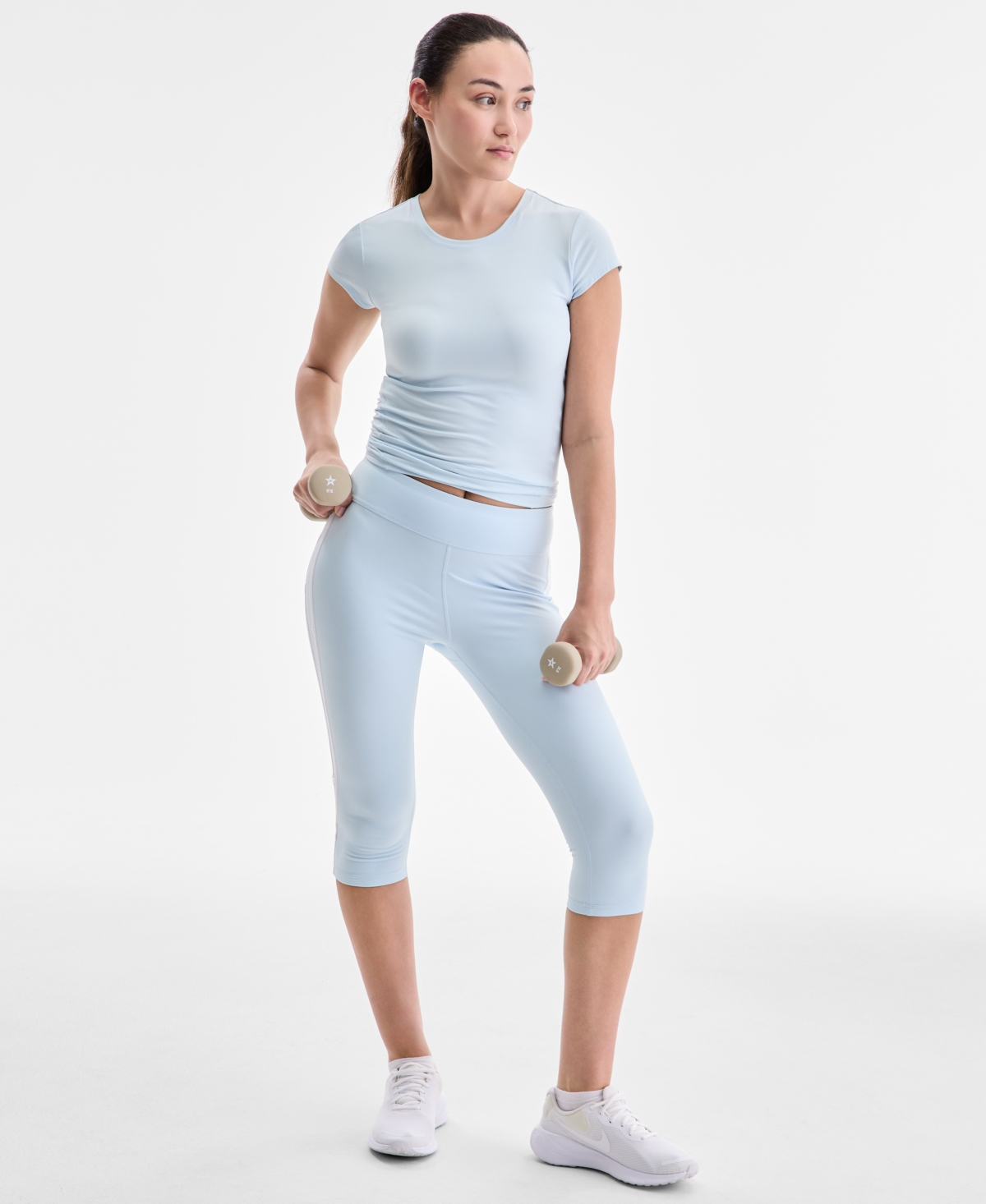 Click here for Id Ideology Womens Studio Side-Stripe Cropped Legg... prices