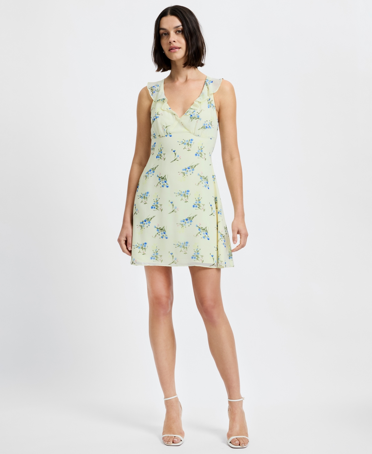 Click here for French Connection Womens Yellow Floral V-Neck Slee... prices