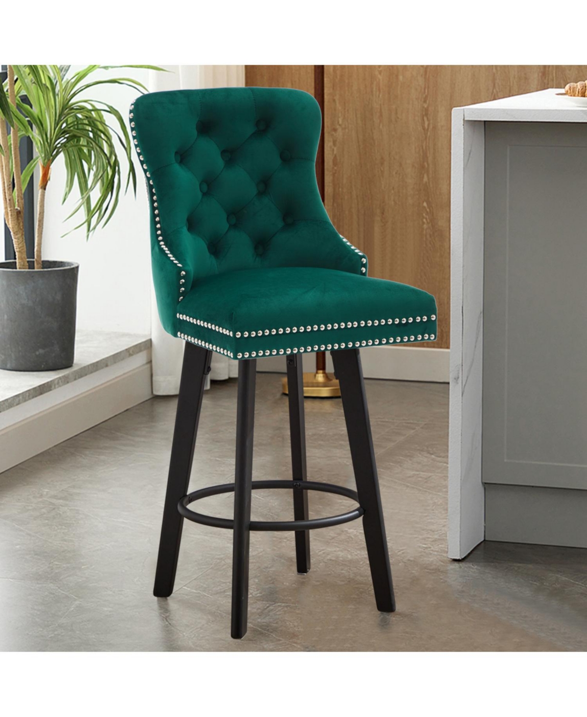 Click here for Streamdale Furniture Velvet Swivel Bar Stools Butt... prices