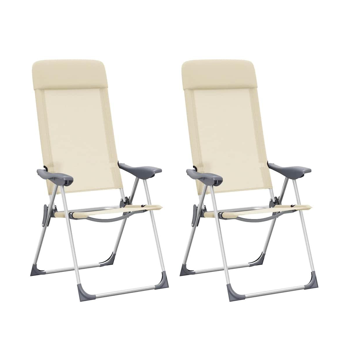 Click here for vidaXL Folding Camping Chairs 2 pcs Cream Aluminum... prices