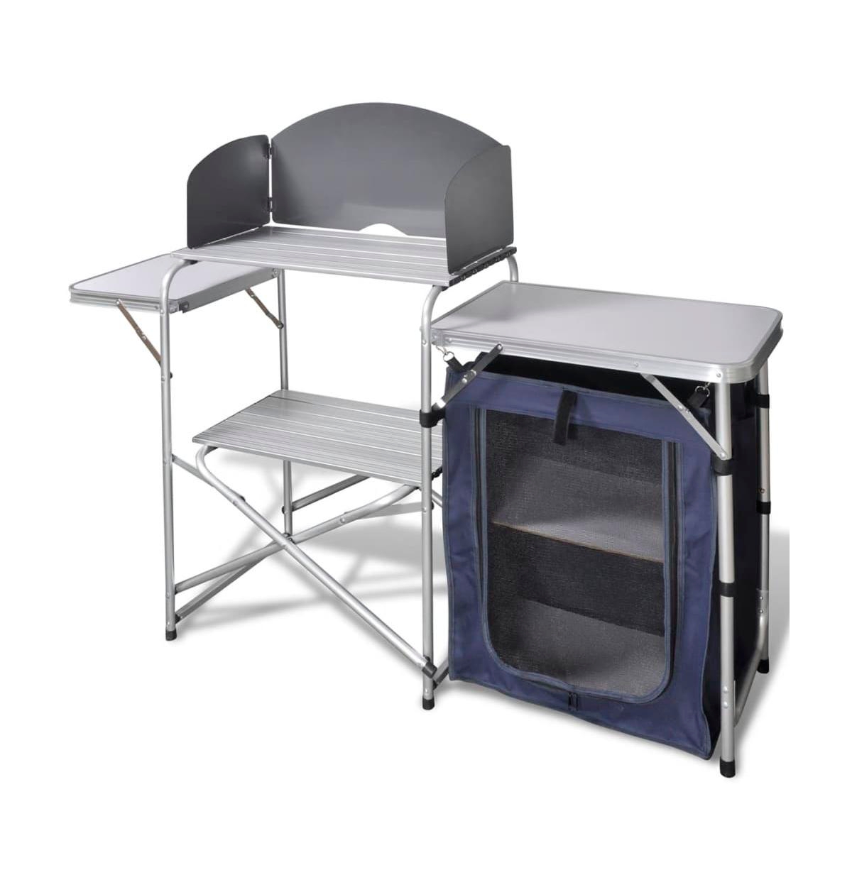Click here for vidaXL Foldable Camping Kitchen Unit with Windshie... prices