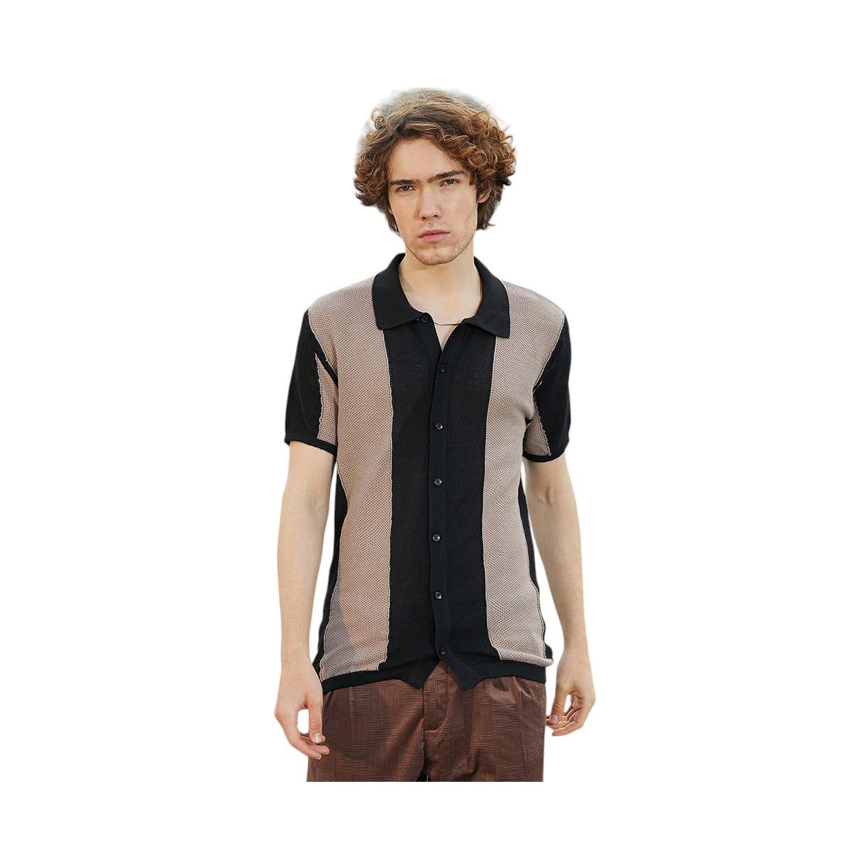 Click here for Campus Sutra Mens Panel-Knit Slim-Fit Shirt - Beig... prices