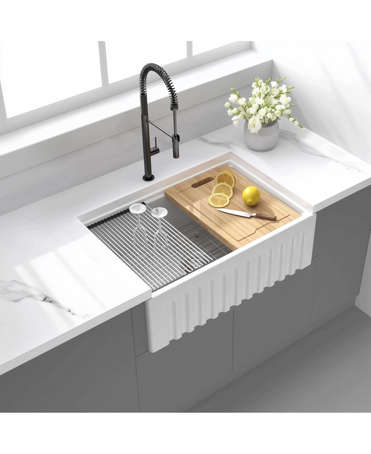 Click here for flynama 30x20x10inch White Fireclay Farmhouse Sink... prices